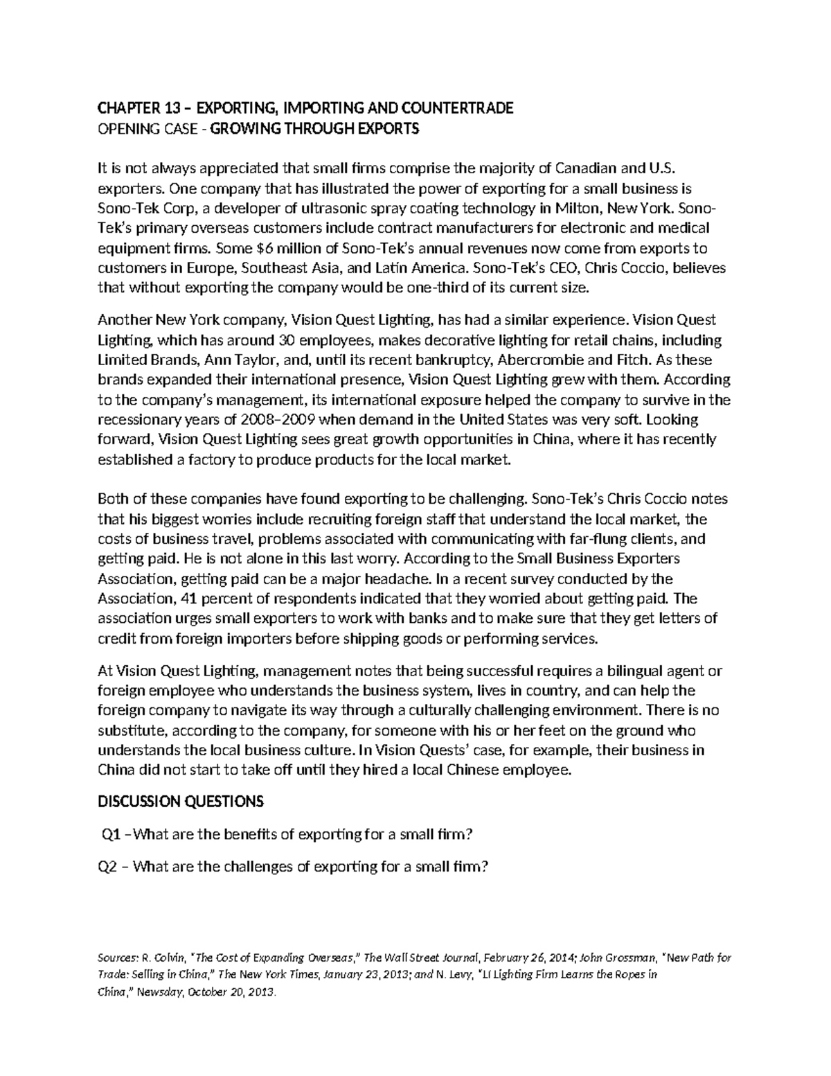 Chapter 13 - Exporting, Importing and Countertrade - Tagged - CHAPTER 13 – EXPORTING, IMPORTING ...