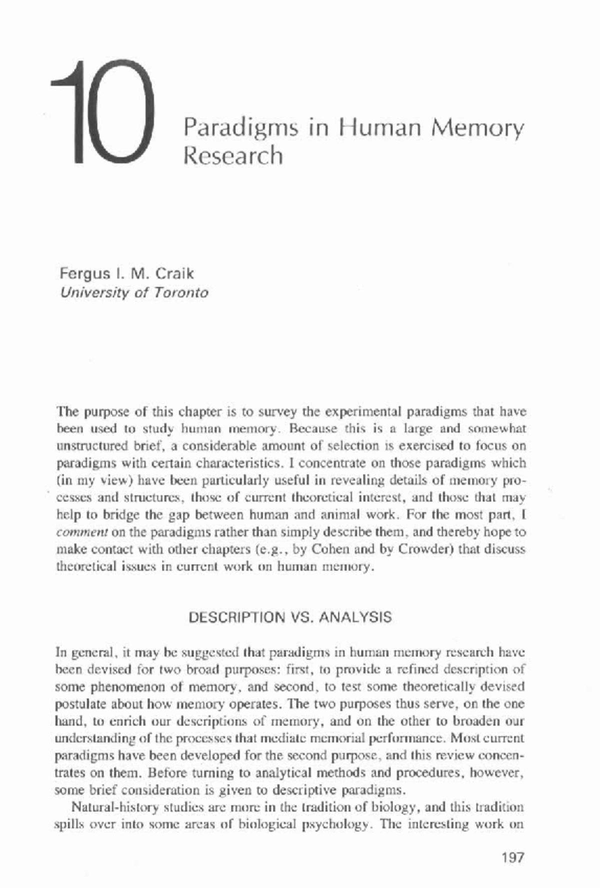 10Paradigms Human Memory Research 85 197 - 10 ####### Paradigms in ...