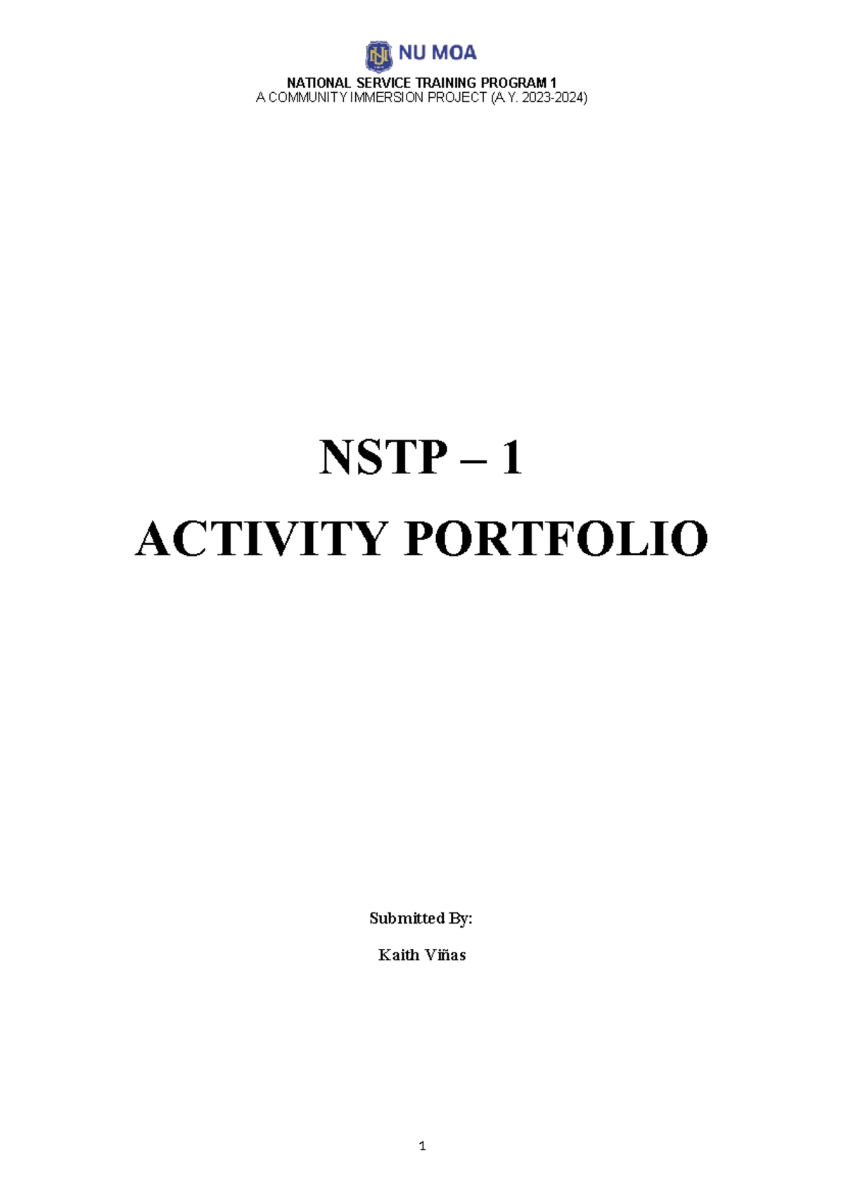 NSTP Project Proposal - ####### A COMMUNITY IMMERSION PROJECT (A. 2023 ...