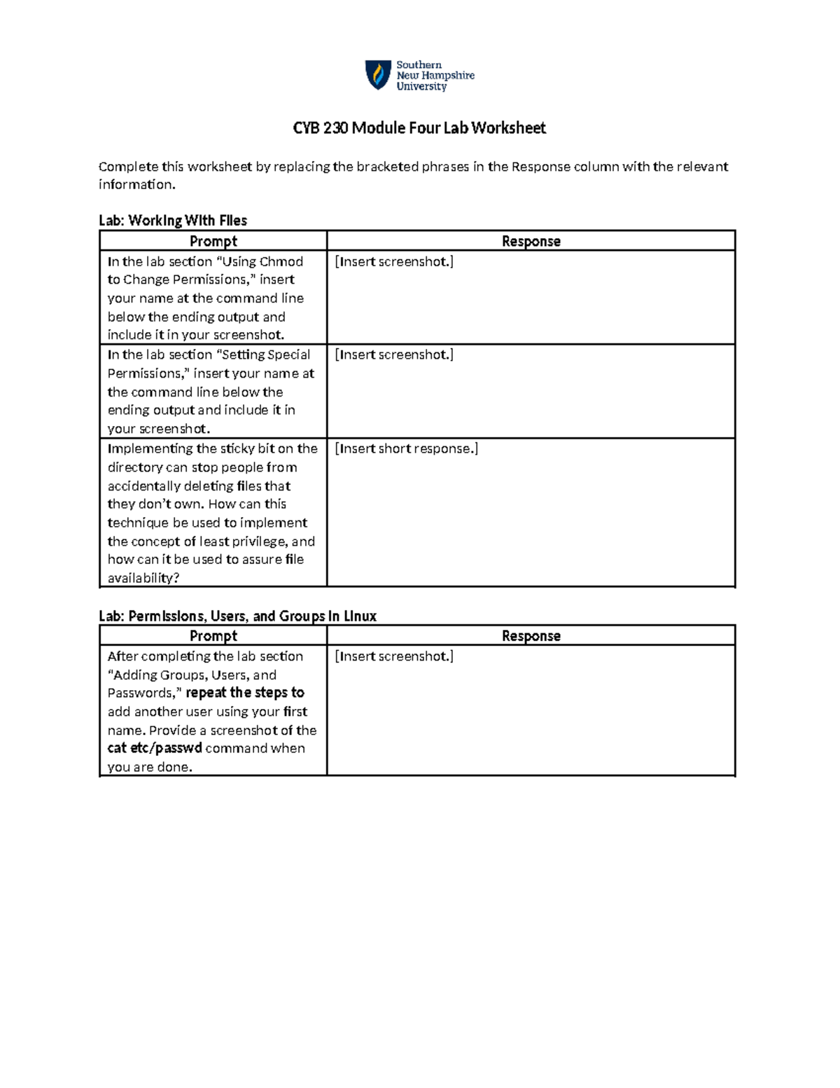 CYB 230 Module Four Lab Worksheet - CYB 230 Module Four Lab Worksheet ...