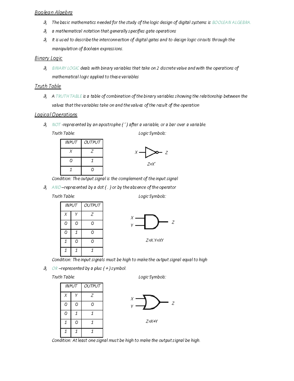 Module-1-Reviewer - yes - Boolean Algebra ₰ The basic mathematics ...