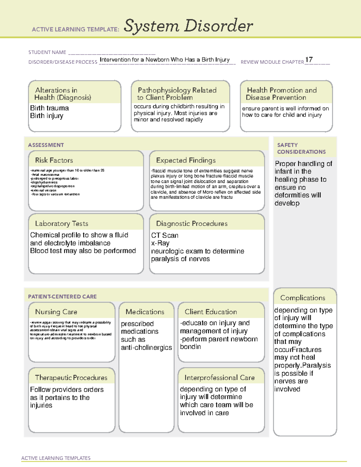 Intervention for a Newborn who has a Birth Injury - ACTIVE LEARNING ...