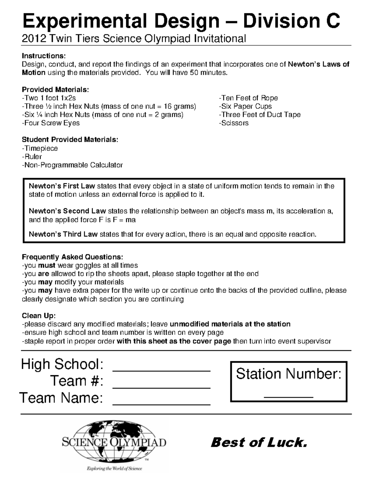 Athens exp des - sds - Experimental Design – Division C 2012 Twin Tiers ...