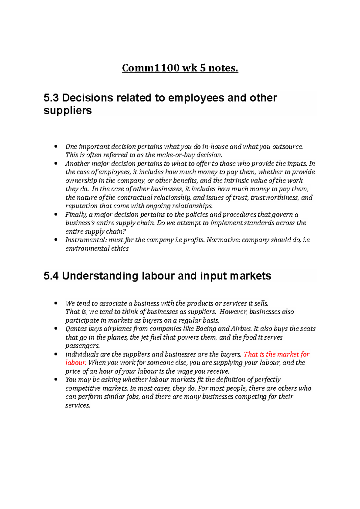 Comm1100 wk 5 notes - Comm1100 wk 5 notes. 5 Decisions related to ...