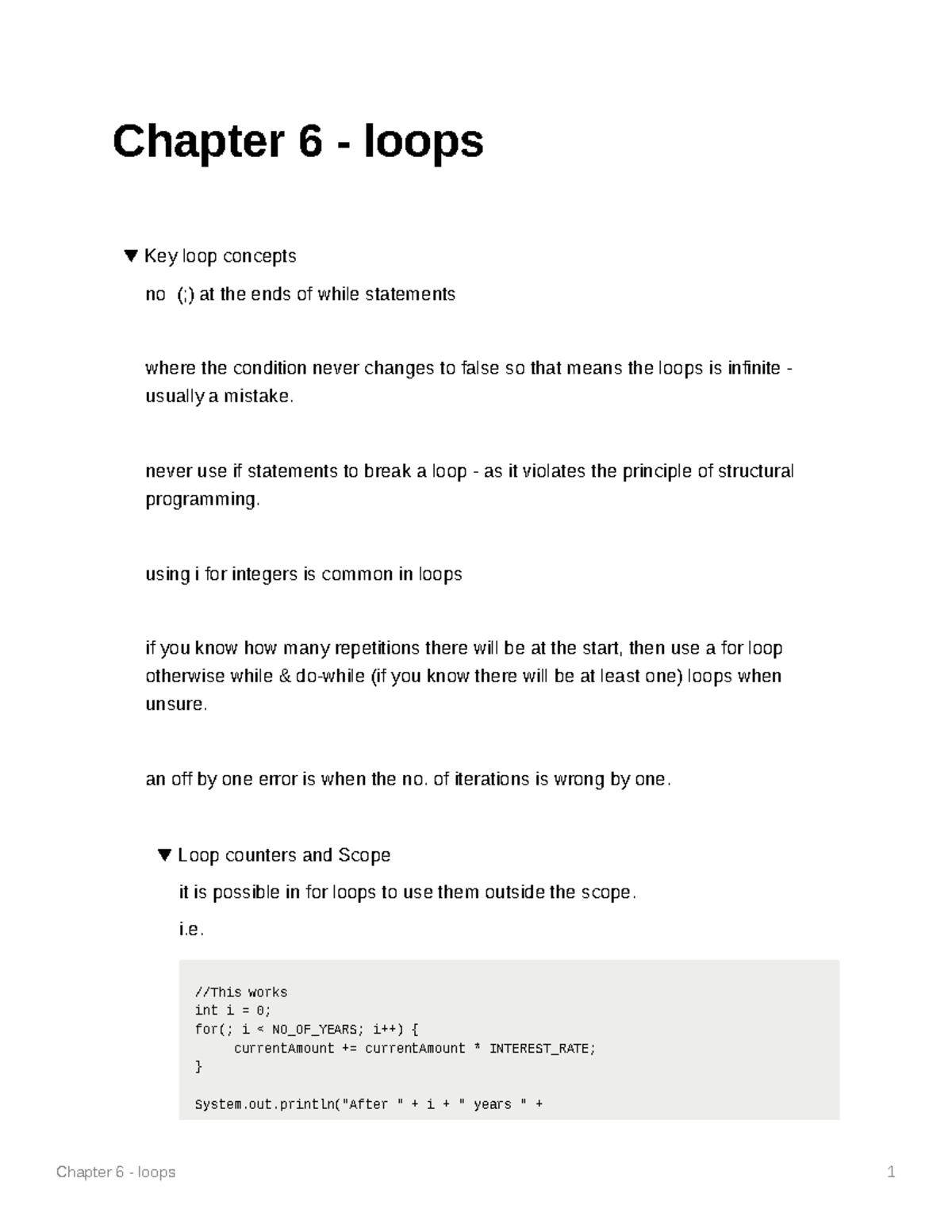 Chapter 6 - loops - Chapter 6 - loops Key loop concepts no (;) at the ...