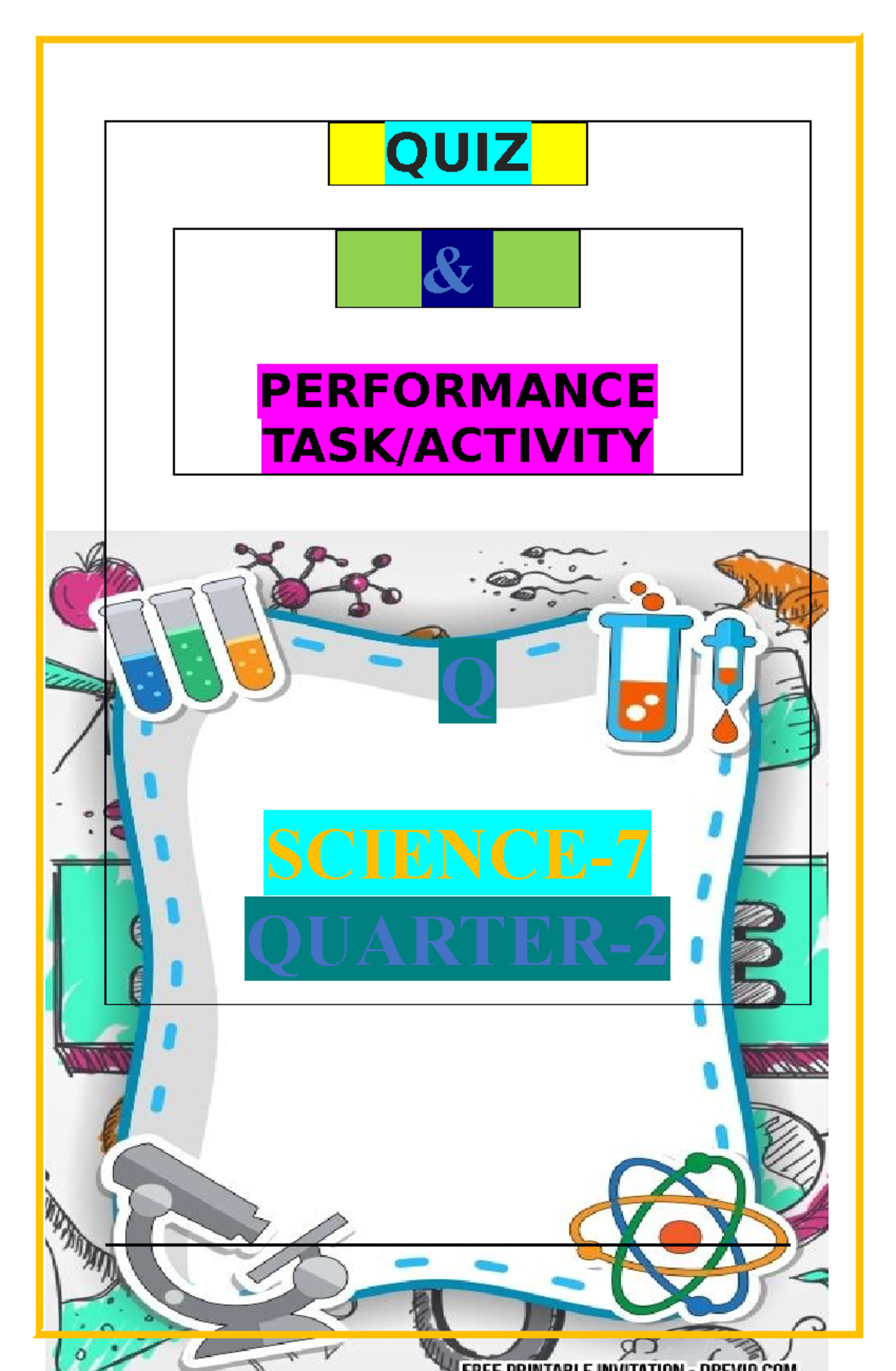 Science Activity - QUIZ & PERFORMANCE TASK/ACTIVITY Q SCIENCE- QUARTER ...