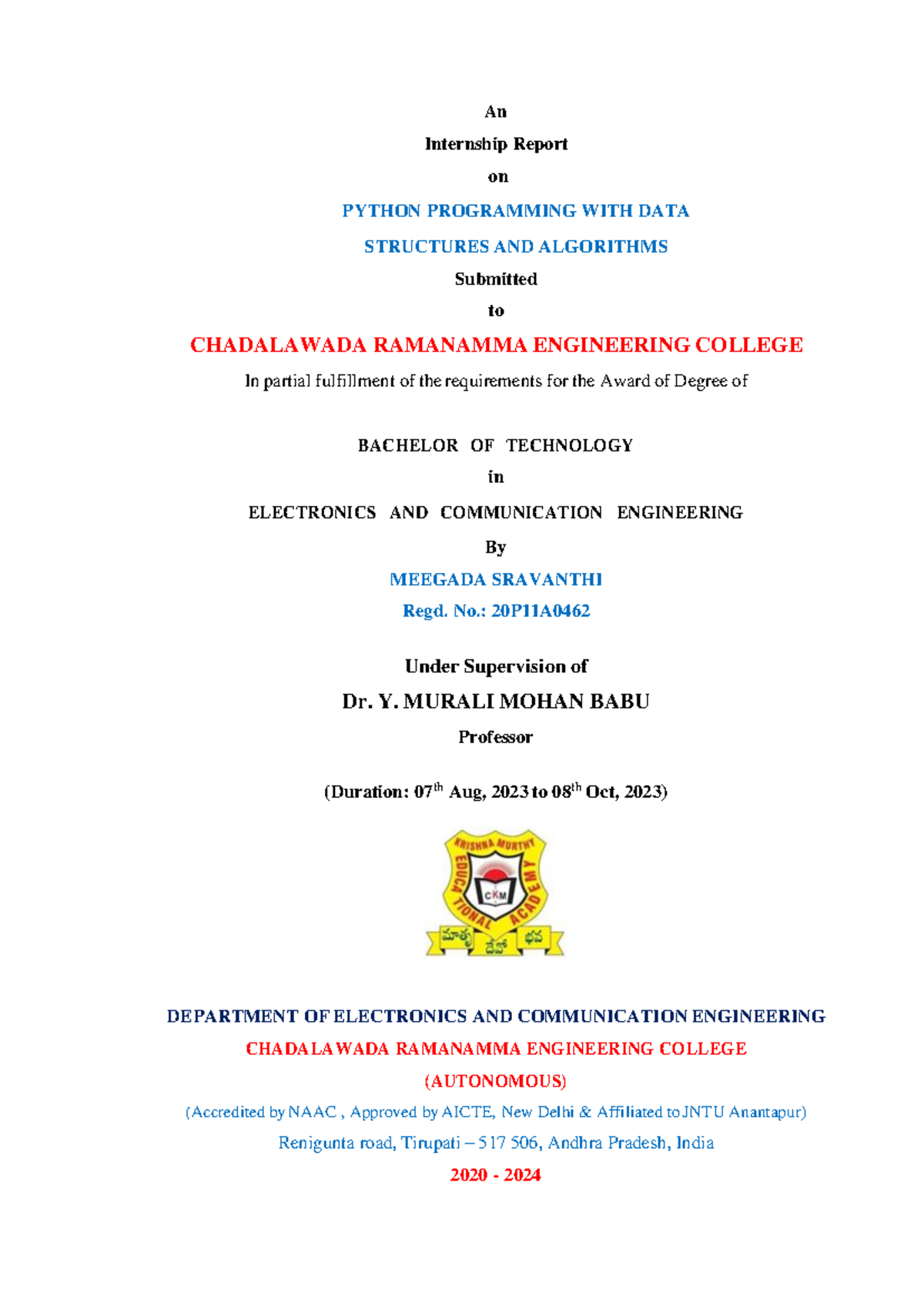 Ybi ppt - A presentation on ybi foundation for students - An Internship Report on PYTHON ...