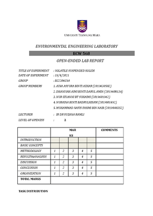 Noise Level Study Environment Lab - ENVIRONMENTAL ENGINEERING ...