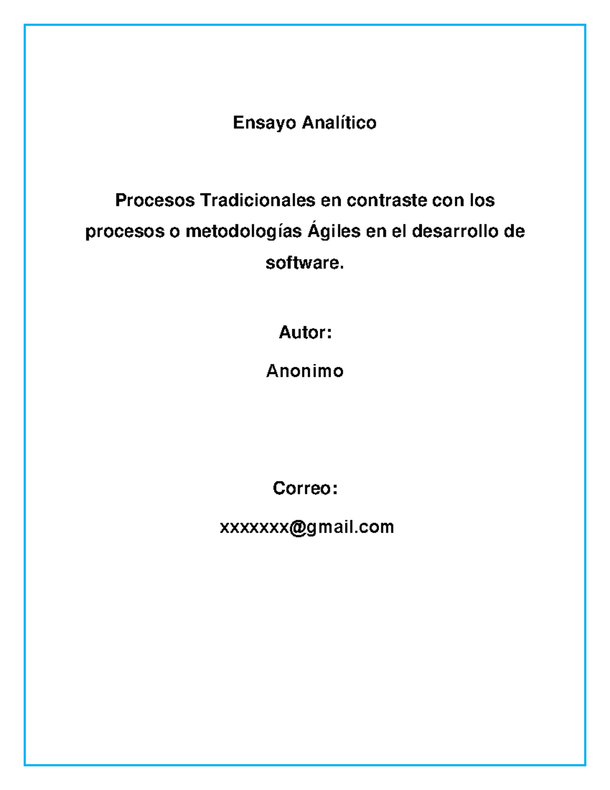 Procesos Tradicionales y Metodologia Agiles - Warning: TT: undefined function: 32 Ensayo ...