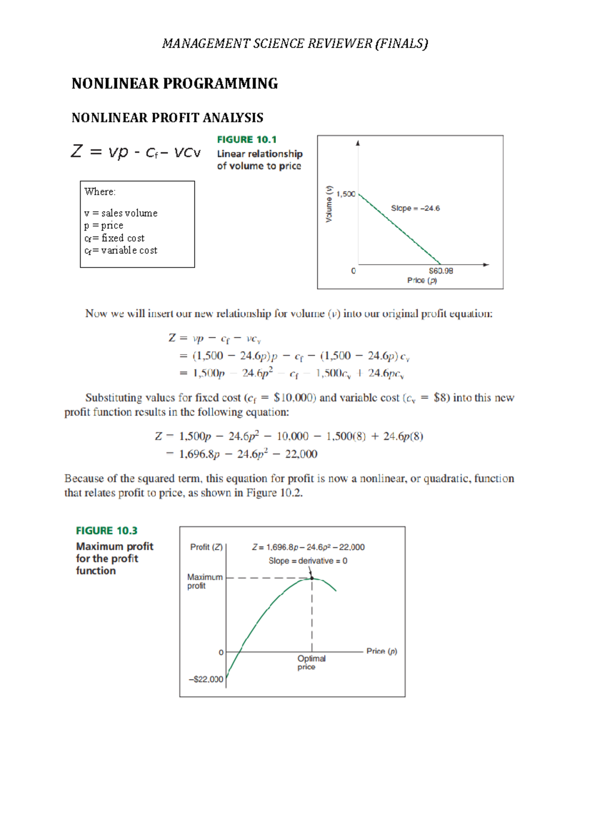 Mansci-Reviewer-Finals - NONLINEAR PROGRAMMING NONLINEAR PROFIT ...
