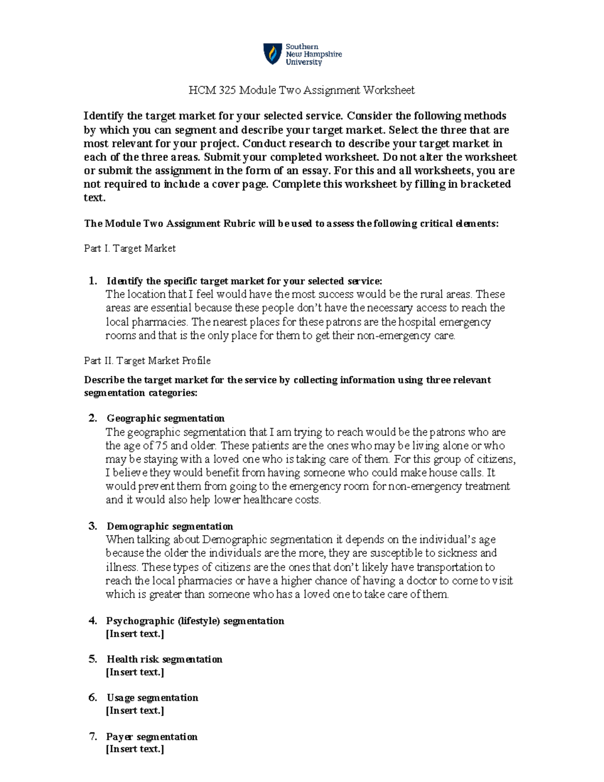 Brian Lagrange (Module Two Worksheet) - HCM 325 Module Two Assignment ...