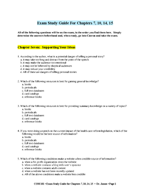 Unit 1 exam study guide - N/A - Exam Study Guide For Chapters 1, 3, 11 ...