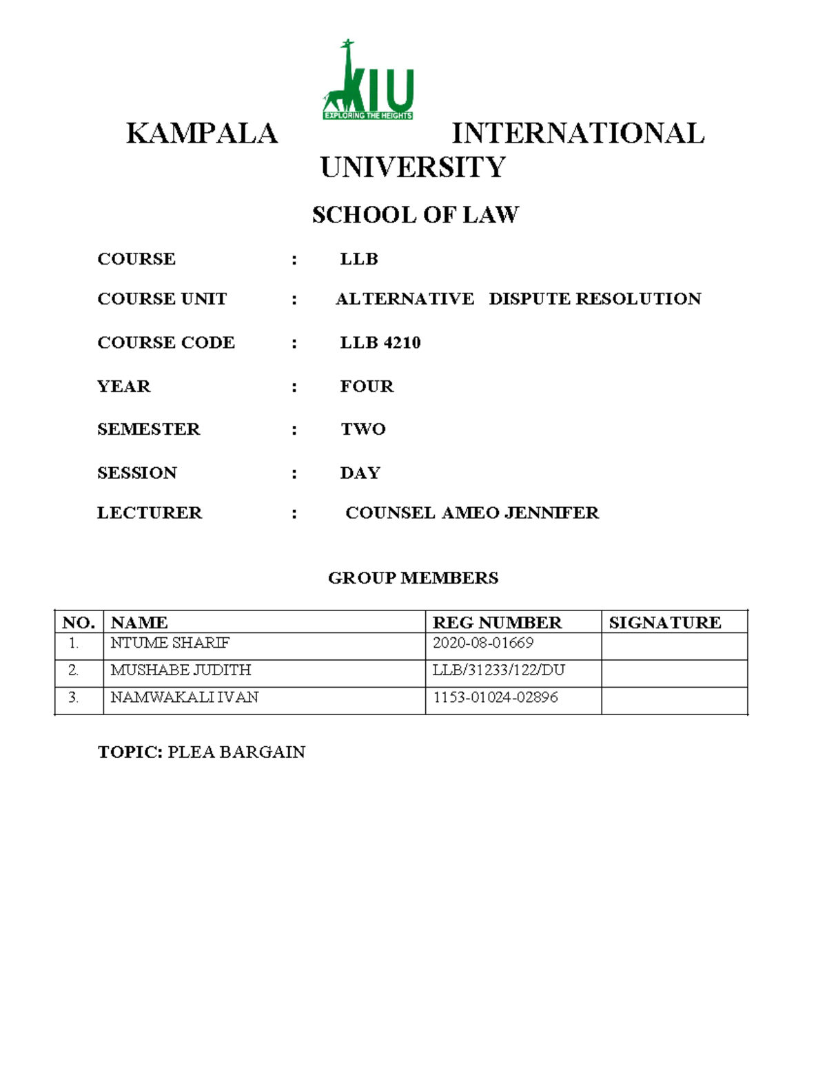 Group 5 ADR Presentation (Autosaved) - KAMPALA INTERNATIONAL UNIVERSITY ...