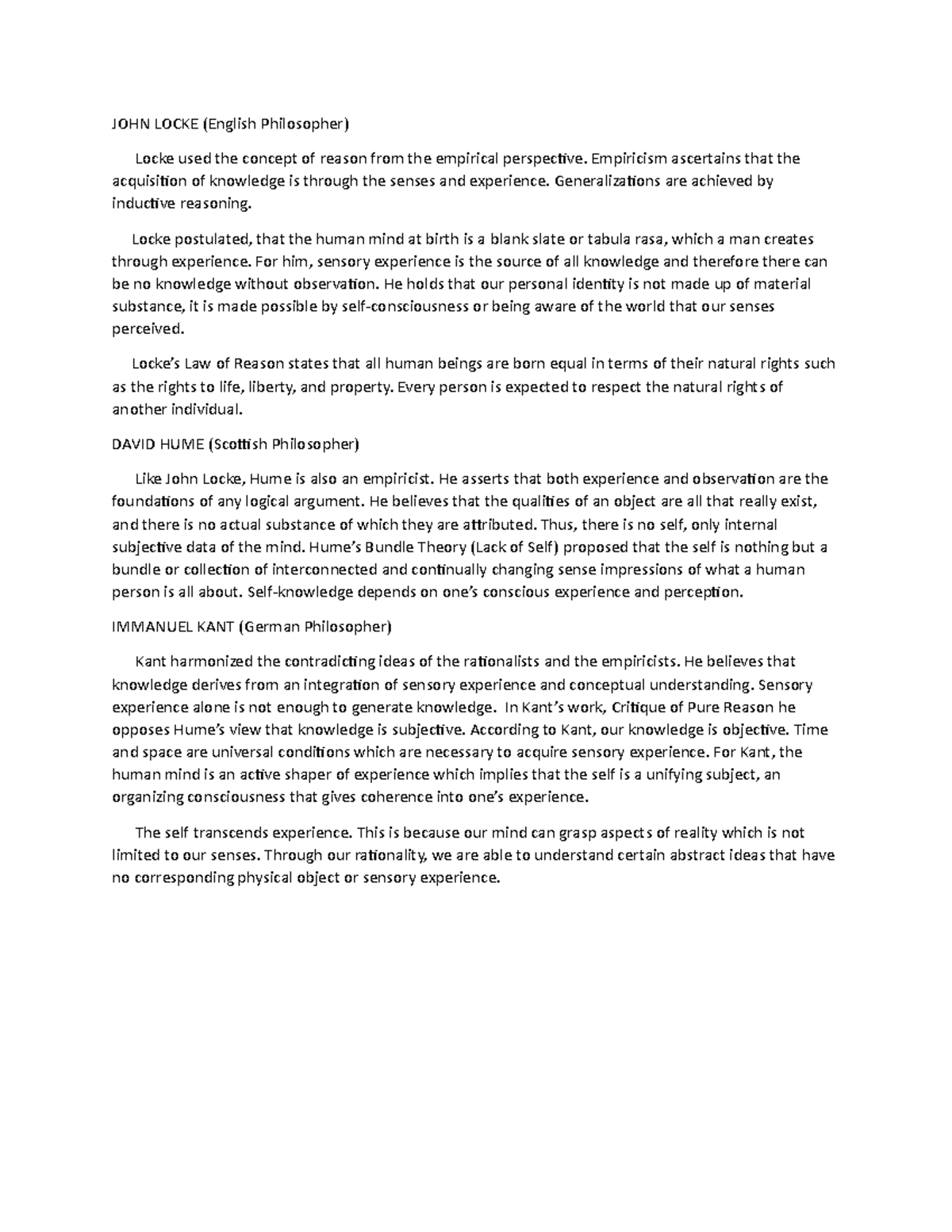 Lec note 8 - lec notes - JOHN LOCKE (English Philosopher) Locke used ...