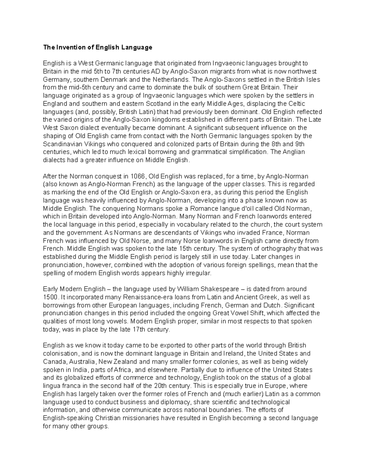 The Invention of English Language - The Invention of English Language ...