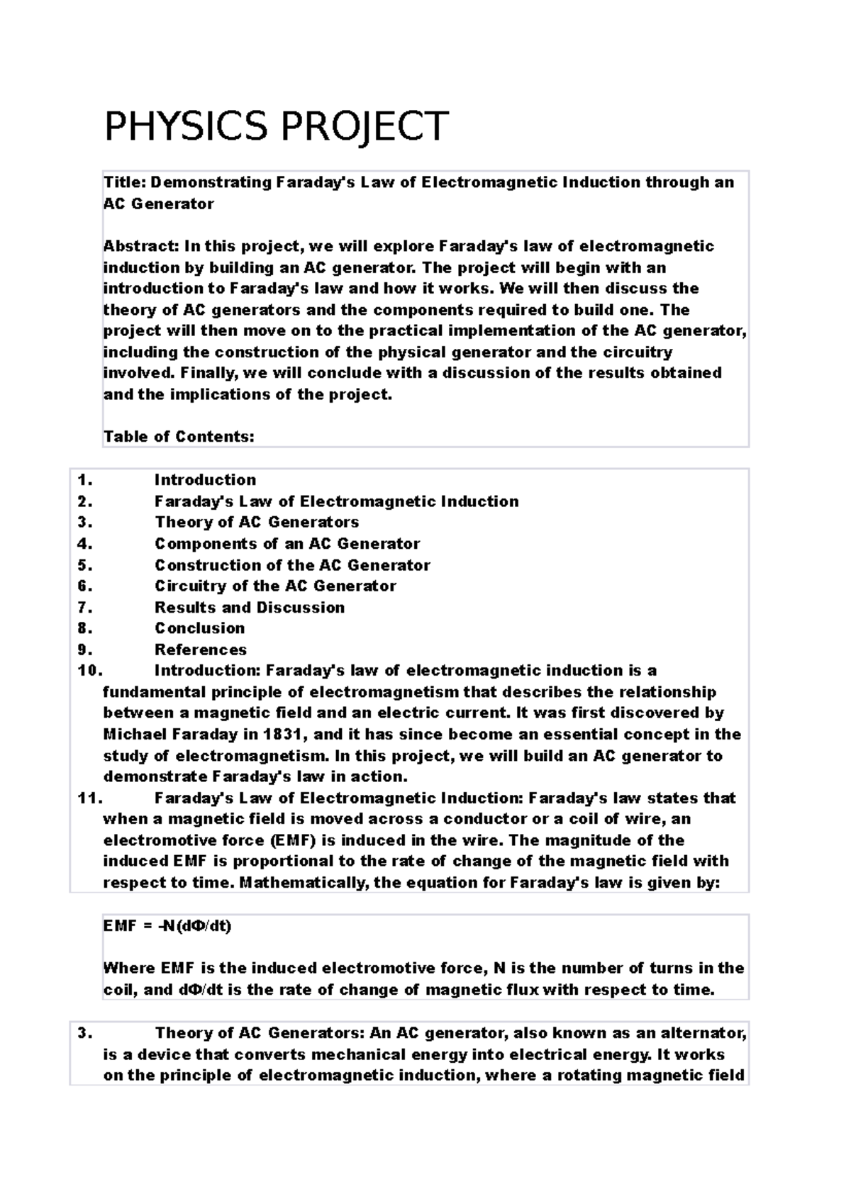 Physics Project - nothing - PHYSICS PROJECT Title: Demonstrating ...