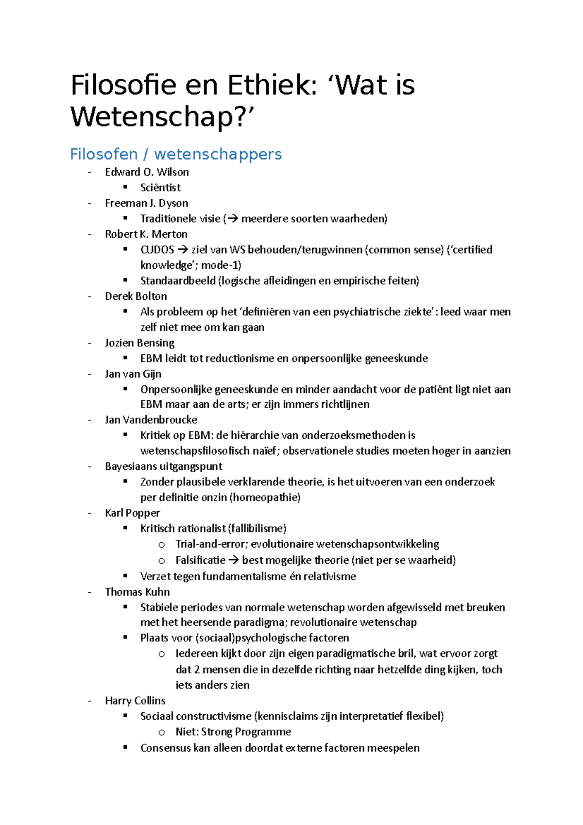 Lijstje van relevante personen en stromingen uit het boek voor tentamen ...