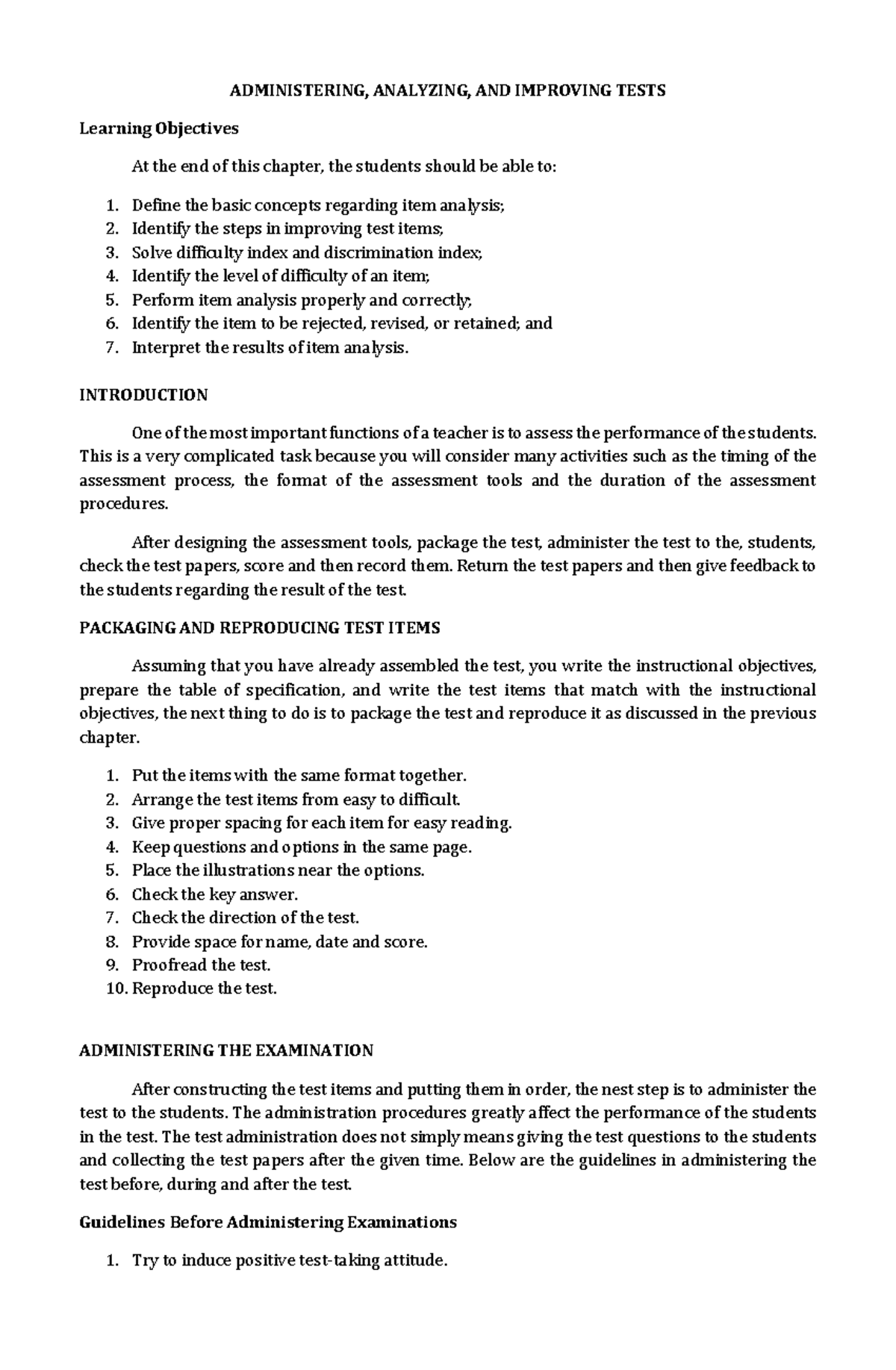 Assessment of Learning 2 (Lesson 1) - ADMINISTERING, ANALYZING, AND ...