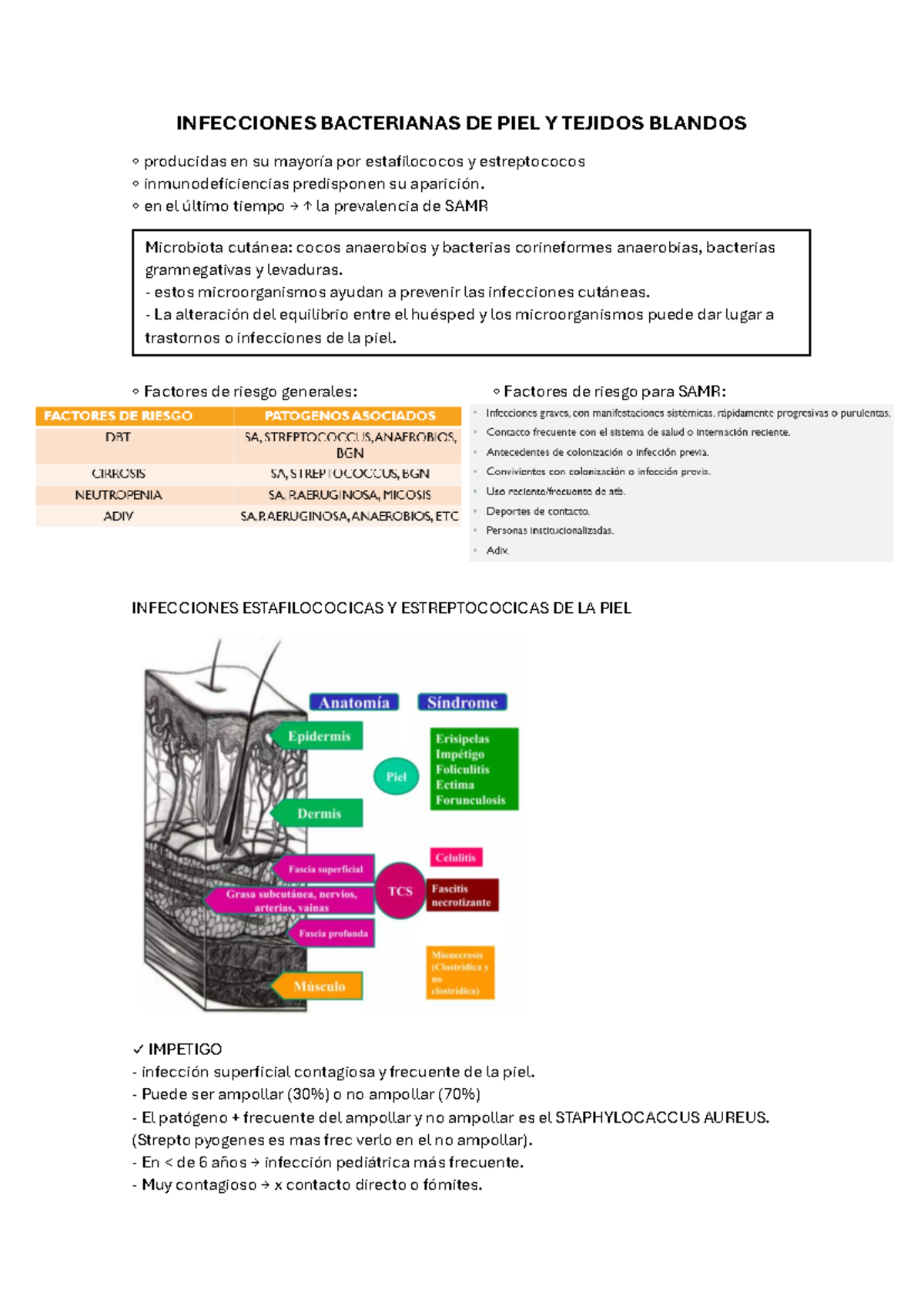 Clase 2 - Infecciones Bacterianas DE PIEL Y Tejidos Blandos - INFECCIONES BACTERIANAS DE PIEL Y ...