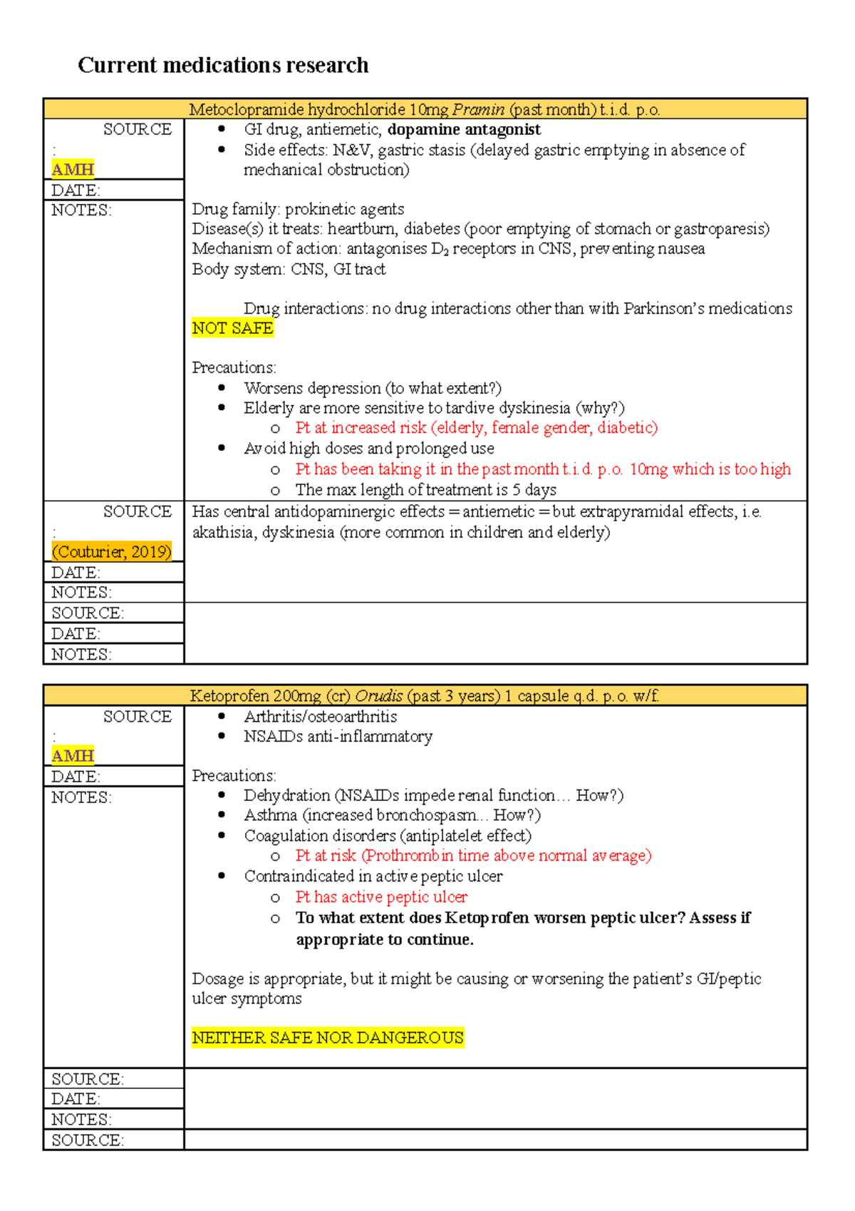 5042 medications research - Current medications research SOURCE : AMH ...