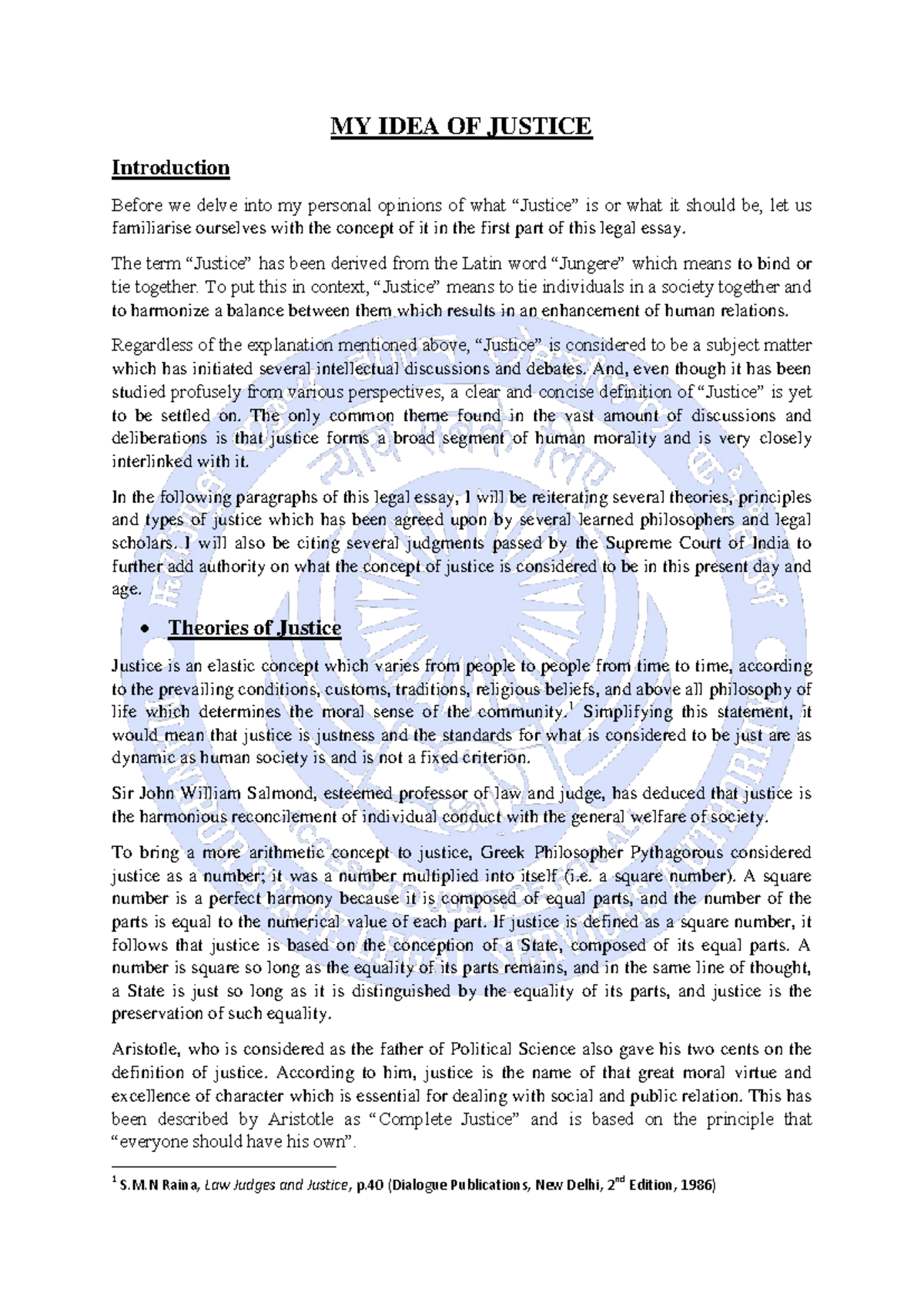 My Idea Civil and Criminal Justice - MY IDEA OF JUSTICE Introduction ...