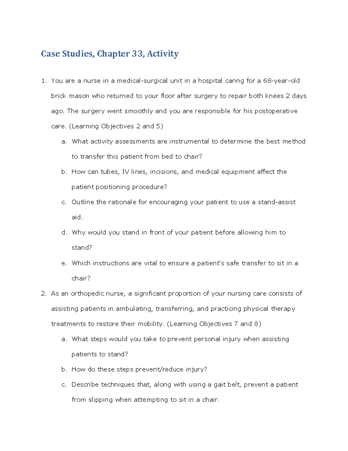 Case Study Activity and Exercise - Case Studies, Chapter 33, Activity ...