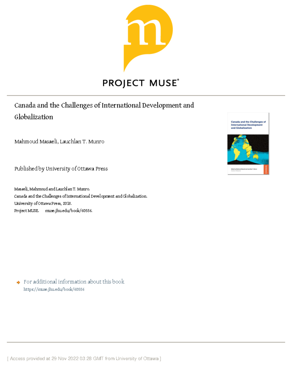 Project muse 60556-2167553 - Canada and the Challenges of International ...