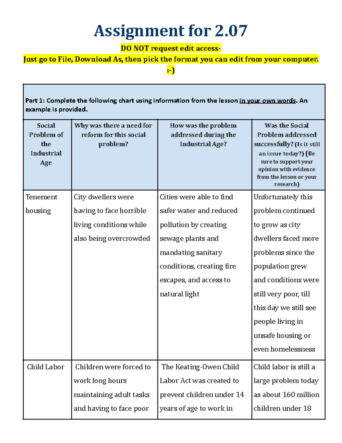 2.07 Social Change - Assignment for 2. DO NOT request edit access- Just go to File, Download As ...