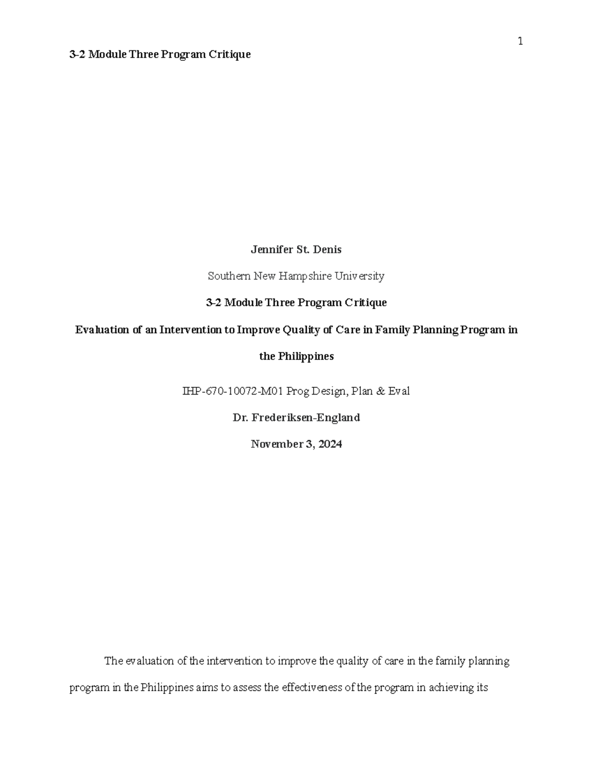 3-2 Module Three Program Critique - 3-2 Module Three Program Critique ...