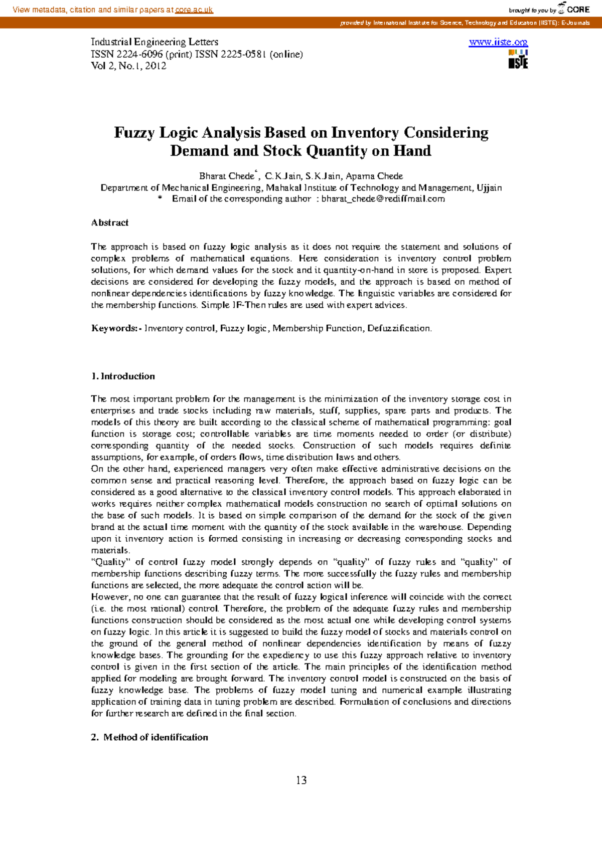 reference article - Industrial Engineering Letters iiste ISSN 2224-6096 ...