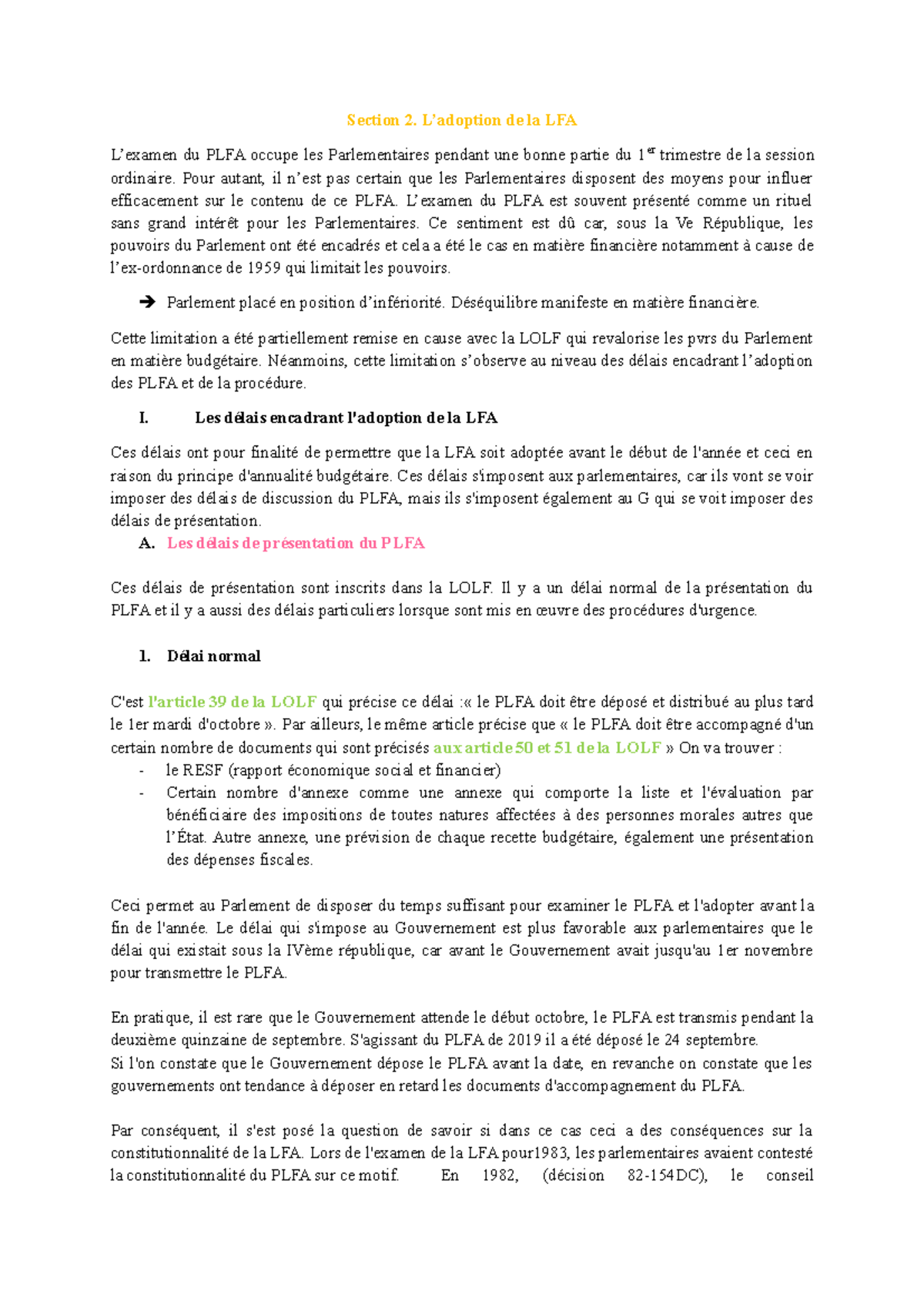 Section 2 - L'adoption de la loi de finance - Section 2. L’adoption de ...