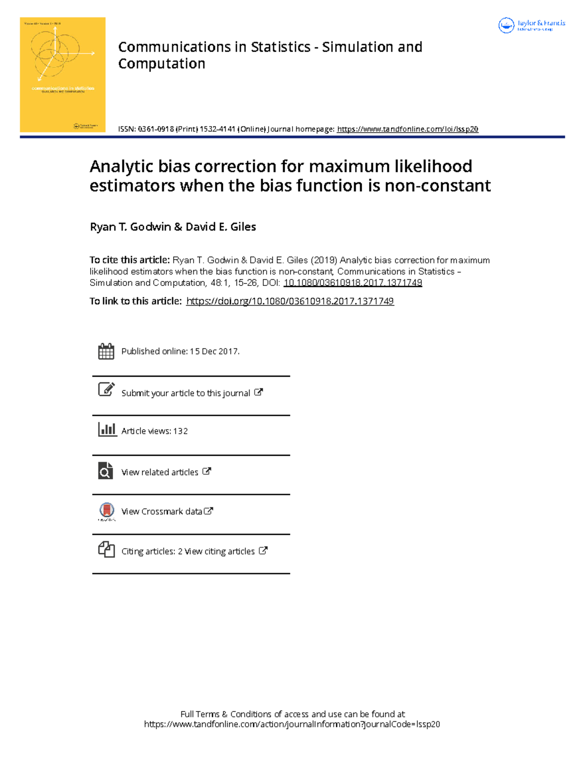 Analytic bias correction for maximum likelihood estimators when the bias function is non ...