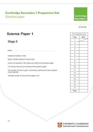 Sci P1P2 MS CPT - Science CPT Mark Scheme Paper 1 dan 2 - Science Stage ...