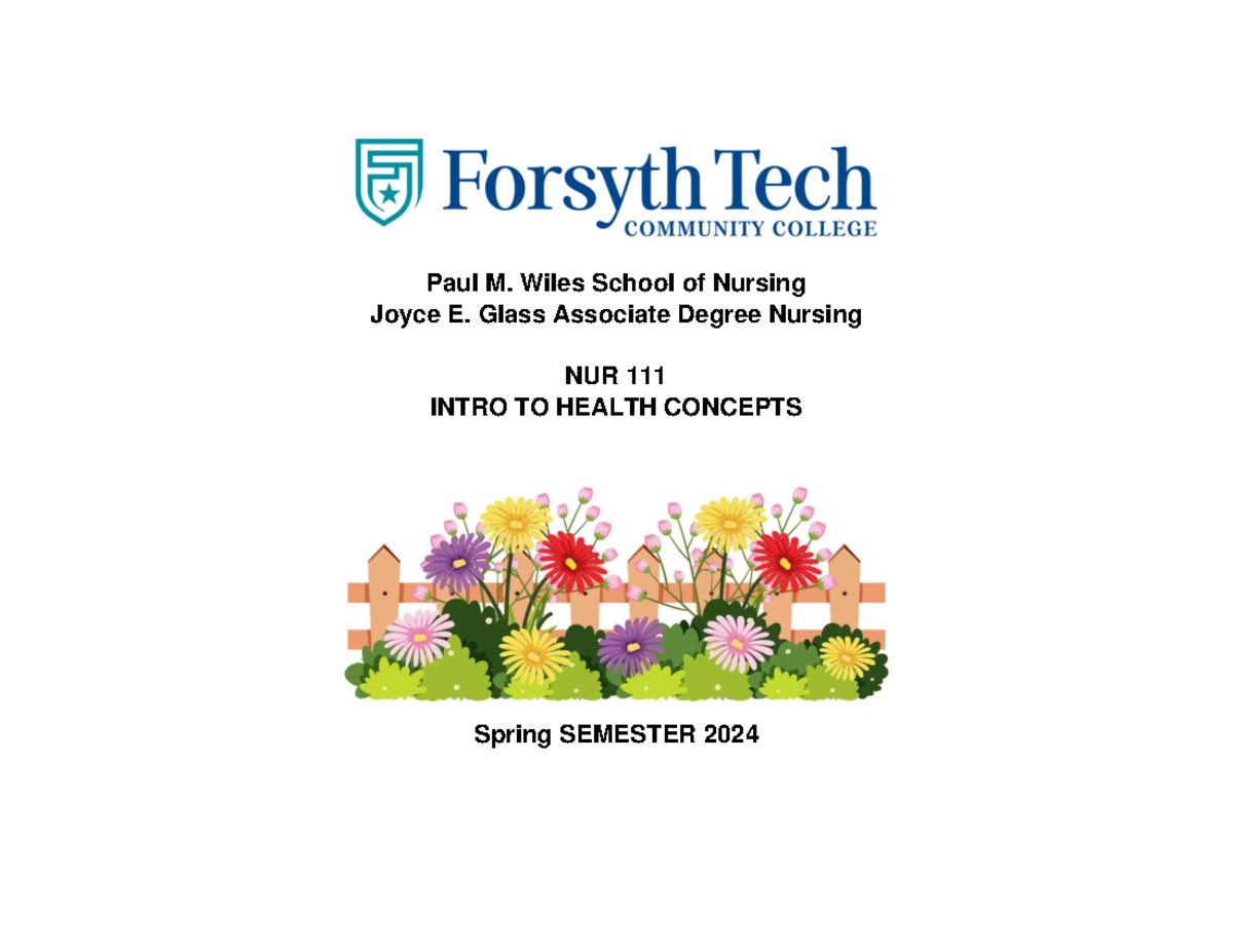 NUR 111 Spring 2024 Full Course Syllabus and Module - Paul M. Wiles ...