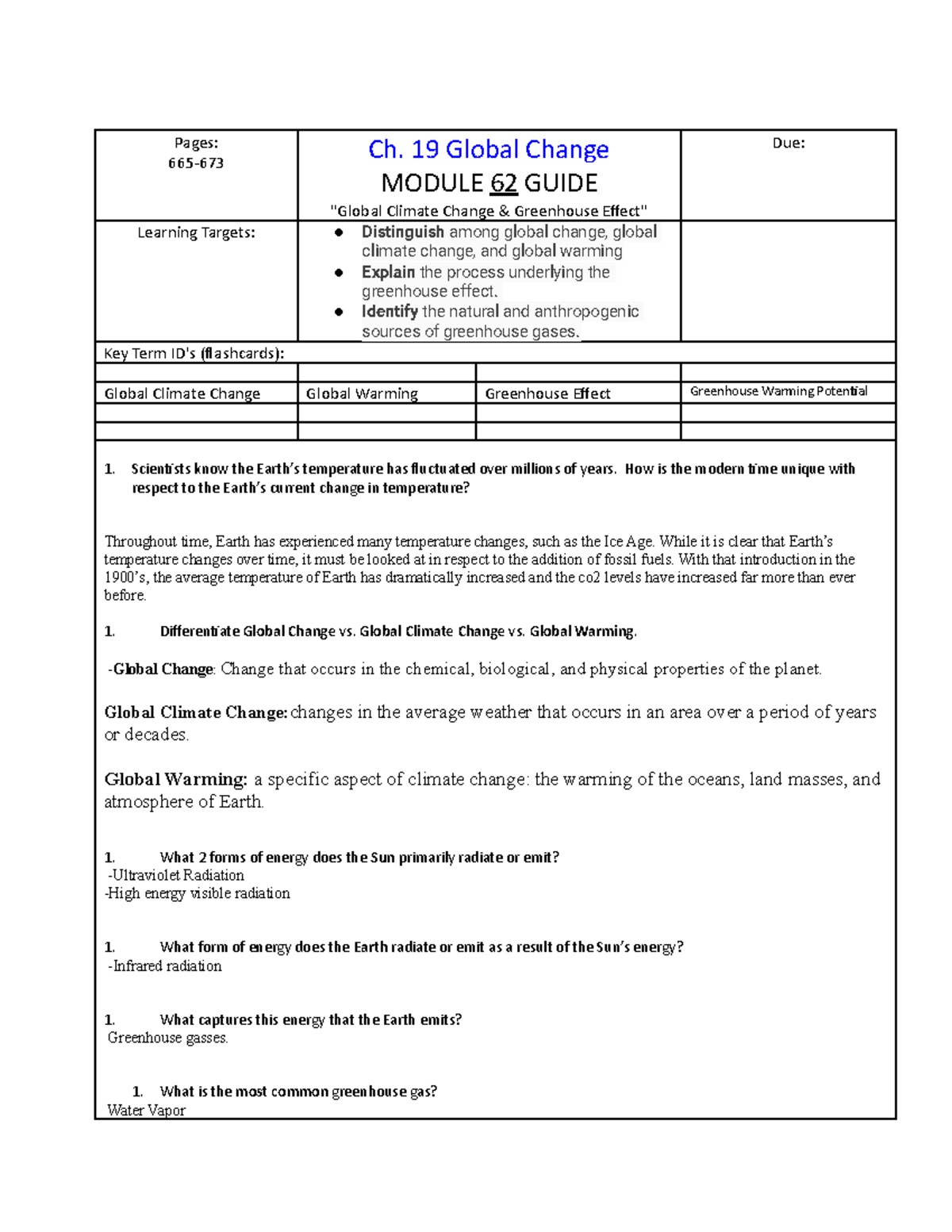 Ch. 19 Guided Reading - Pages: 665- Ch. 19 Global Change MODULE 62 ...