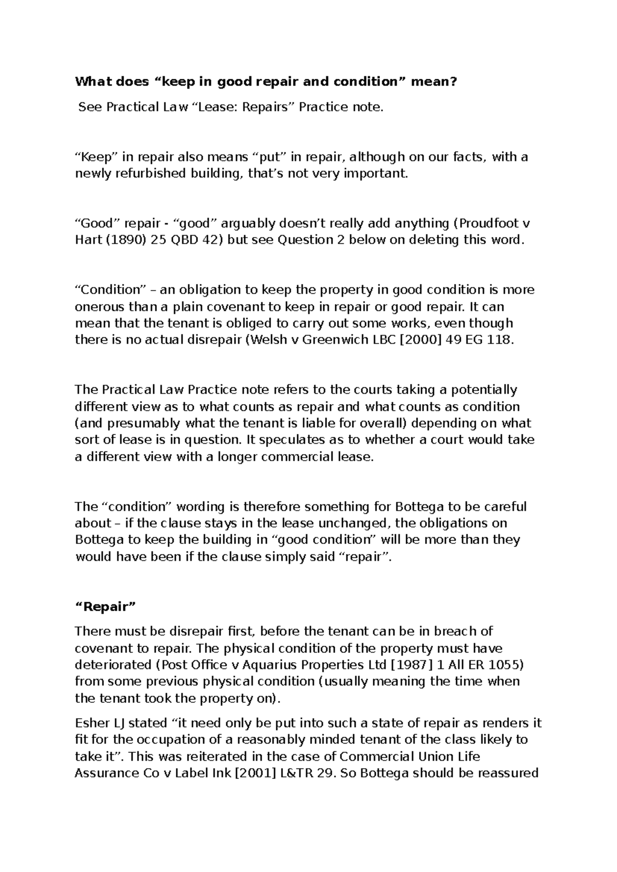 Repair Clause - What does “keep in good repair and condition” mean? See ...