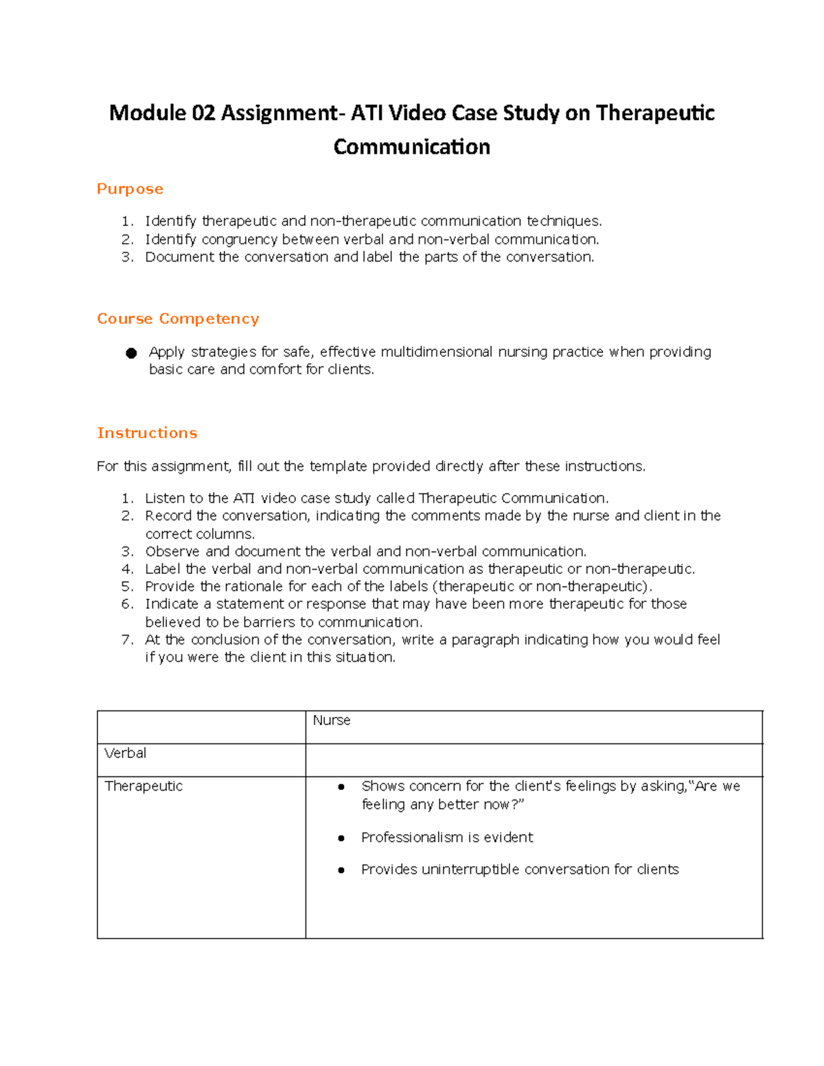 Module 2 - Hi Hello - Module 02 Assignment- ATI Video Case Study on ...