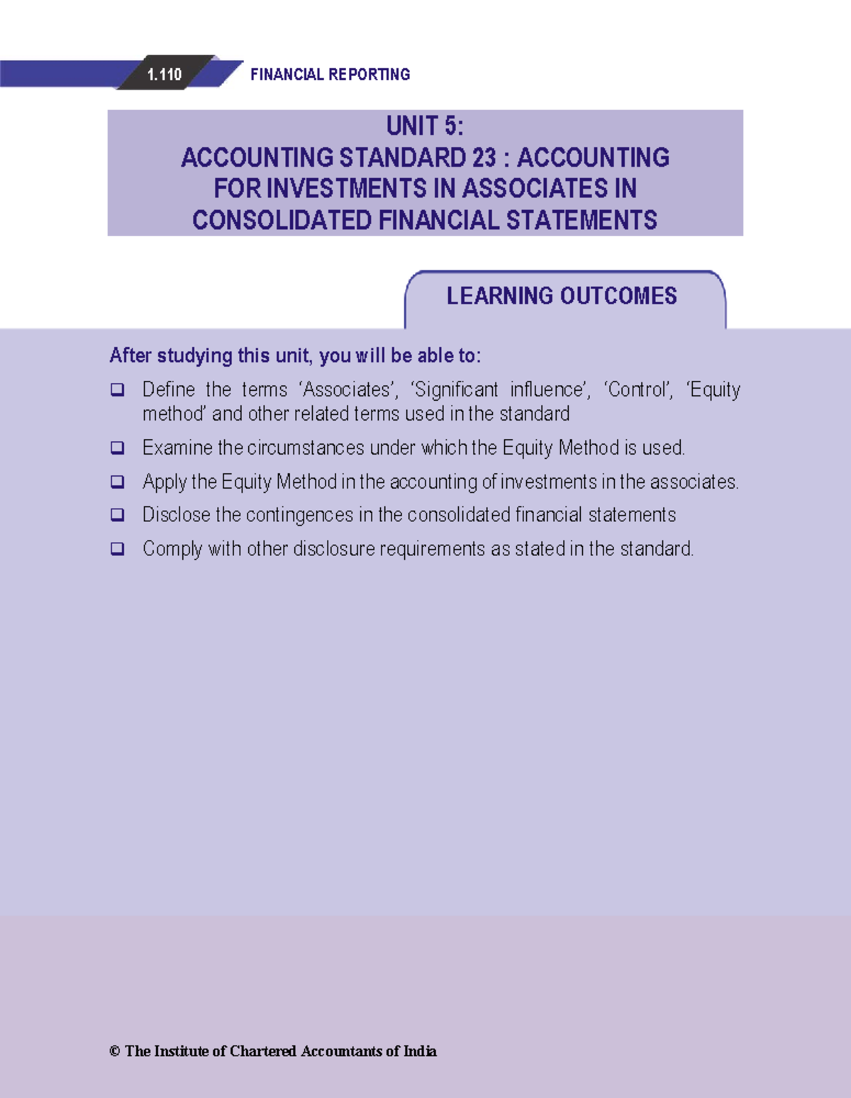 AS 23 Study Material by ICAI 3 - 1 FINANCIAL REPORTING UNIT 5 ...