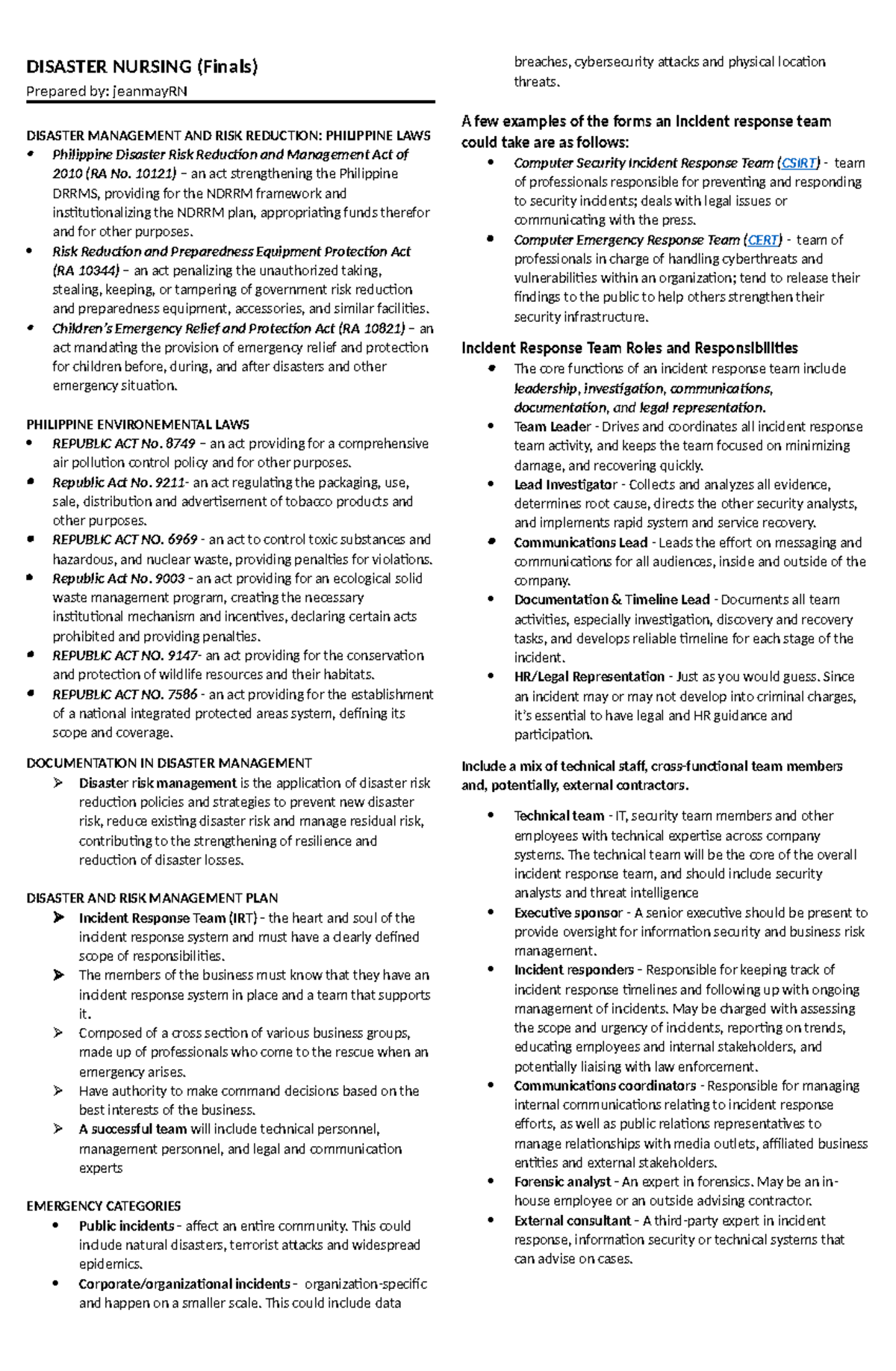 Disaster Nursing Finals 1 - DISASTER NURSING (Finals) Prepared by ...