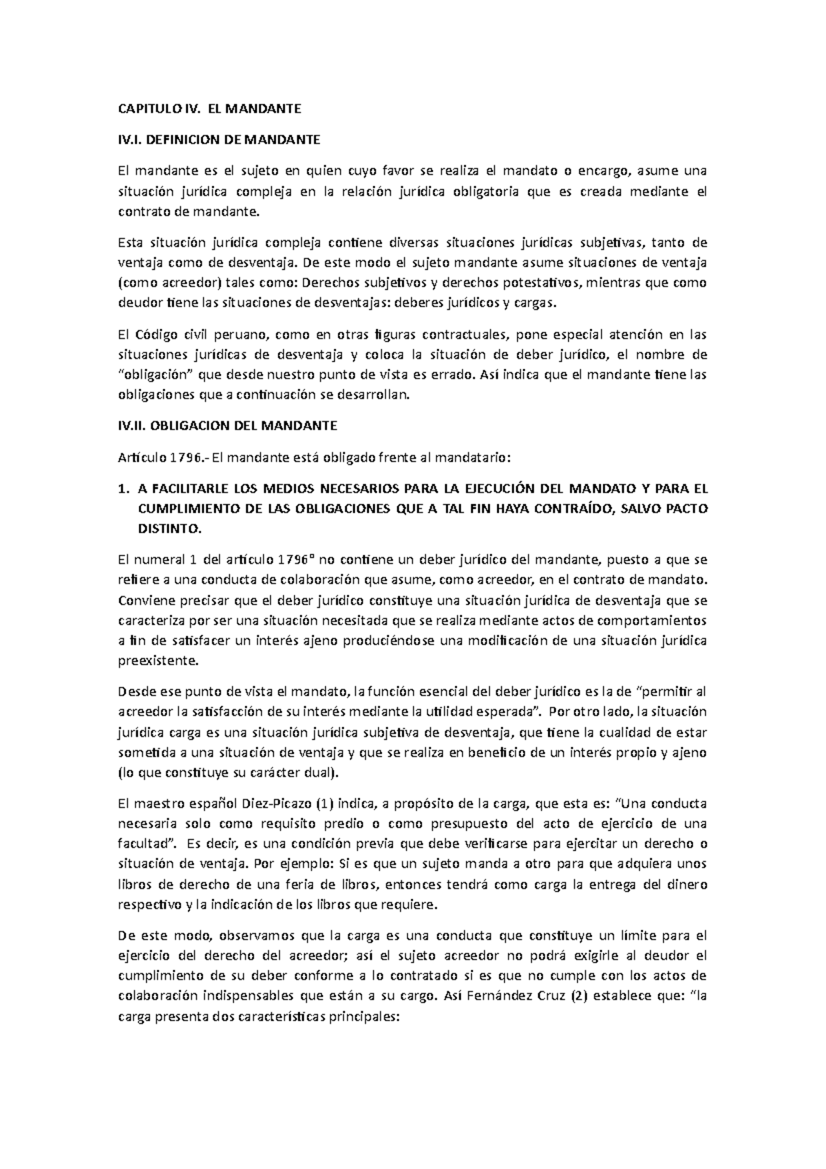 CONTRATO POR MANDATO - CAPITULO IV. EL MANDANTE IV. DEFINICION DE ...