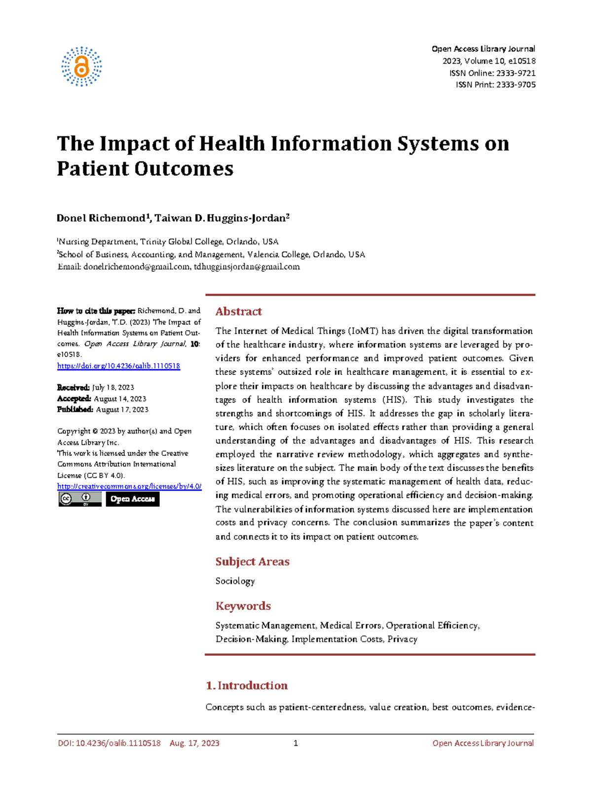 Oalibj 2023081616184391 - Open Access Library Journal 2023, Volume 10 ...