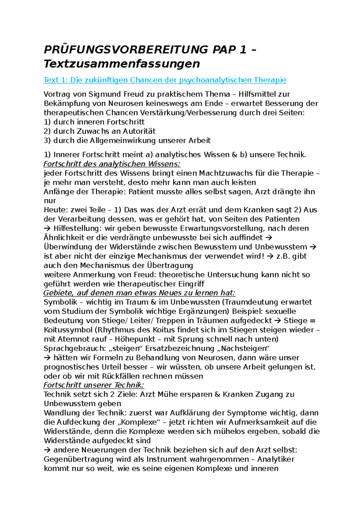 Prüfungsvorbereitung PAP 1 - PRÜFUNGSVORBEREITUNG PAP 1 – Textzusammenfassungen Text 1: Die ...