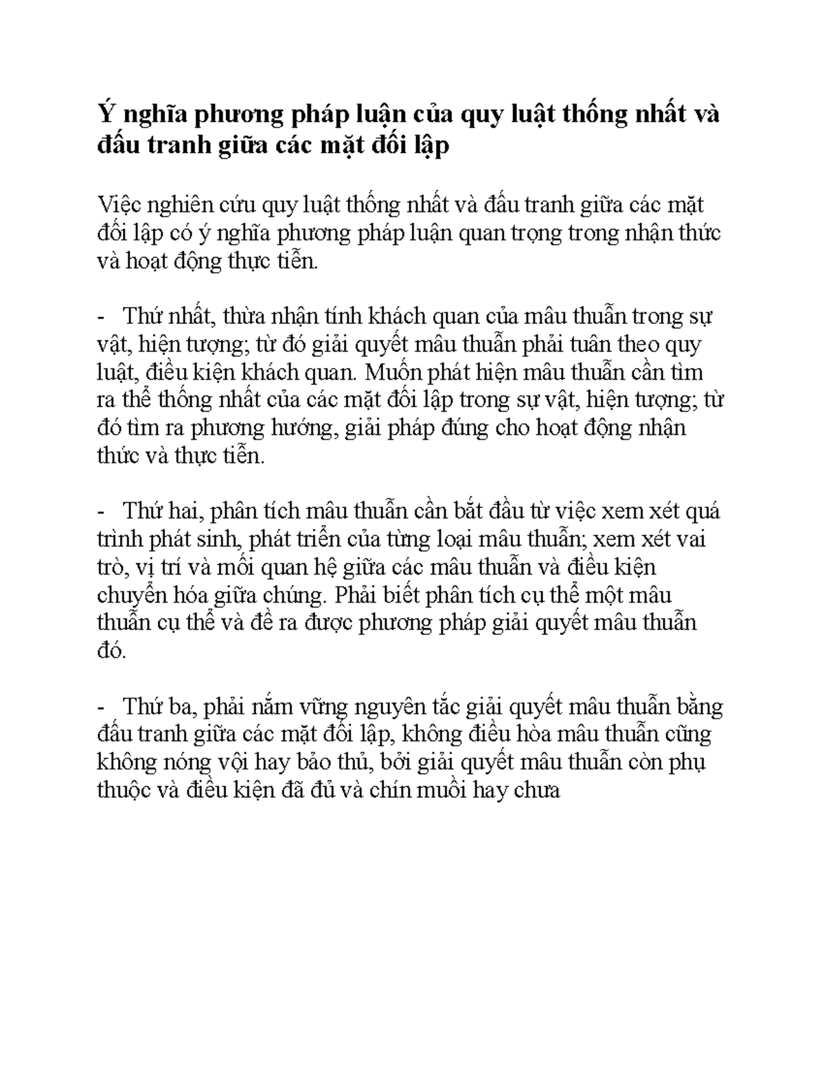 Ý Nghĩa Phương Pháp Luận Ý Nghĩa Phương Pháp Luận Của Quy Luật Thống