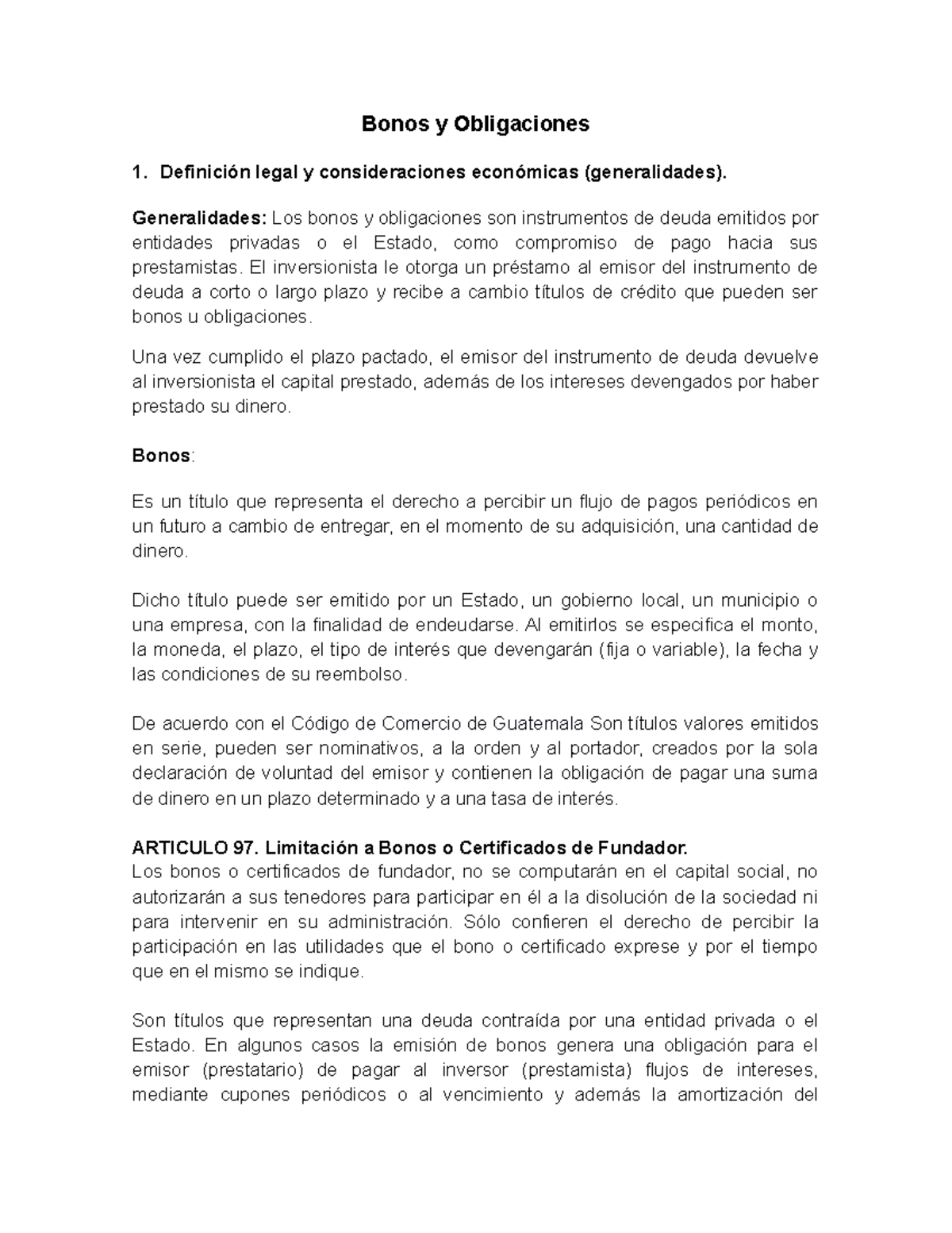 Bonos y Obligaciones 1 y 2 - Bonos y Obligaciones Definición legal y ...