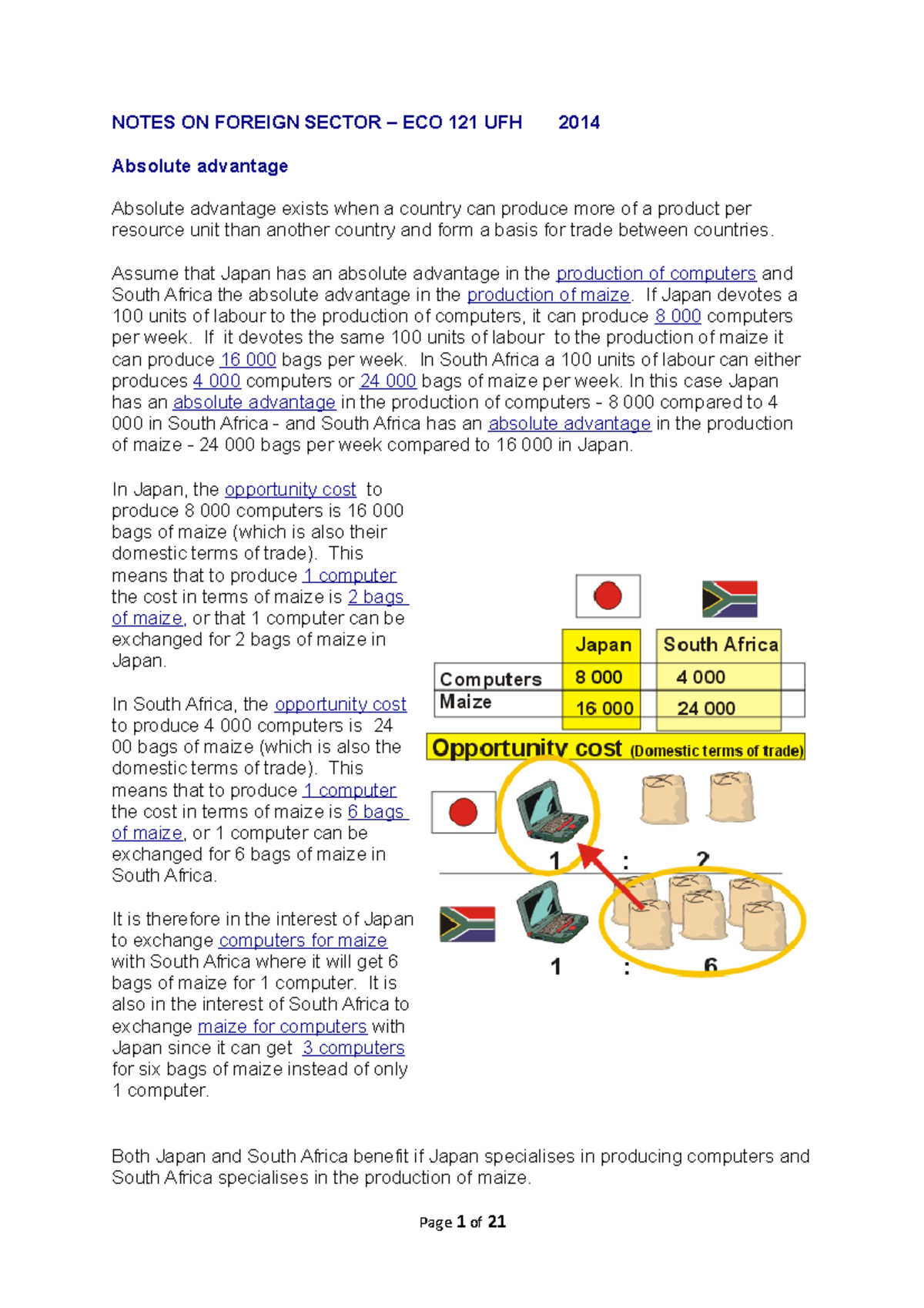 Notes ON Foreign Sector - NOTES ON FOREIGN SECTOR – ECO 121 UFH 2014 ...