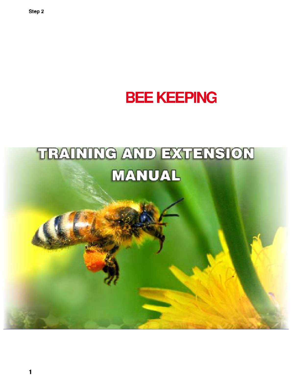 Bee Keeping Training manual 103922 - Step 2 BEE KEEPING Bee Keeping ...