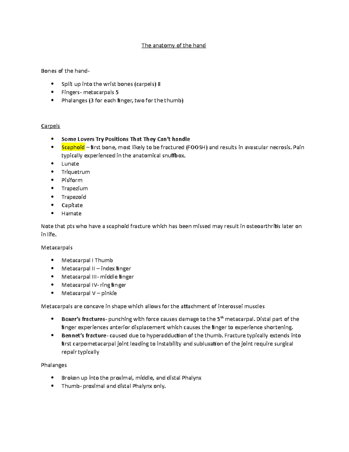 Basic anatomy of the hand - The anatomy of the hand Bones of the hand ...