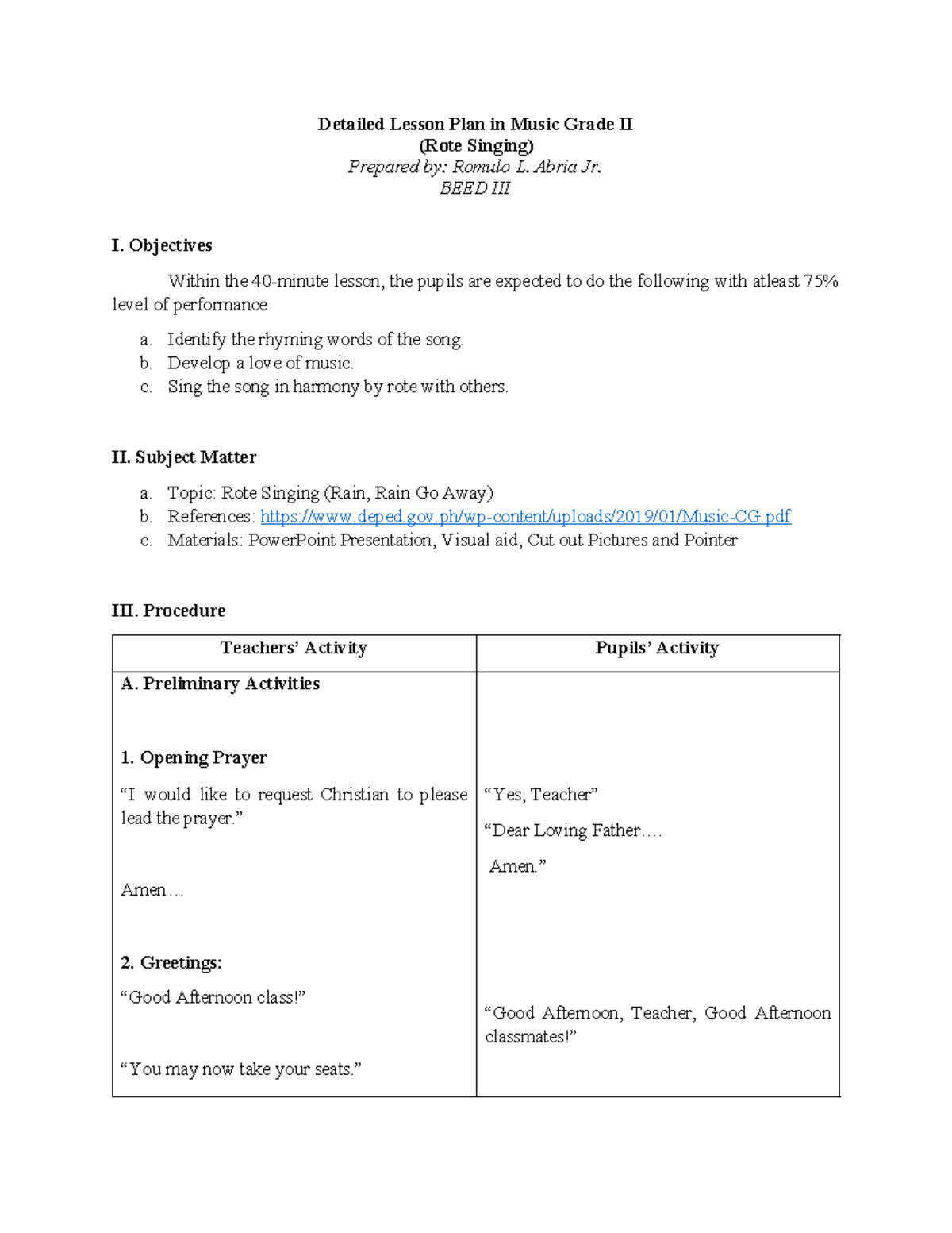 Demomusic 1 - demo in music ppt - Detailed Lesson Plan in Music Grade ...