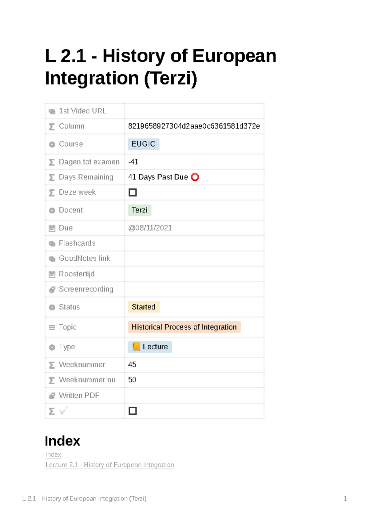 Lecture 2.1 - History of European Integration - L 2 - History of ...