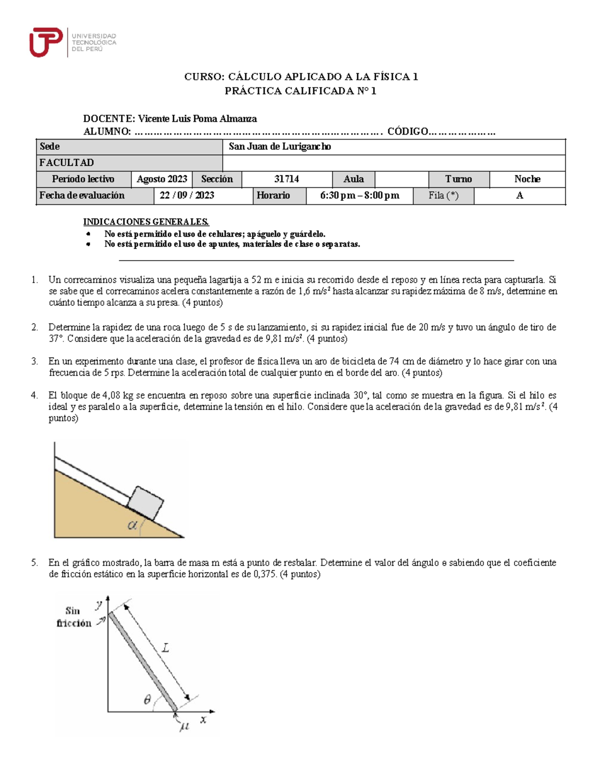 PC1 - Agosto 2023 - A - moooooooooooooooo - CURSO: CÁLCULO APLICADO A ...